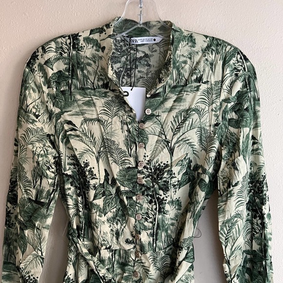Zara | Dresses | Nwt Zara Safari Palm Tree Short Shirt Dress | Poshmark